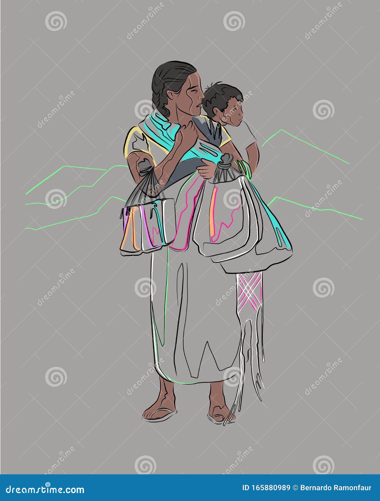 Indigenous Woman Pencil Drawing Royalty-Free Stock Photography ...