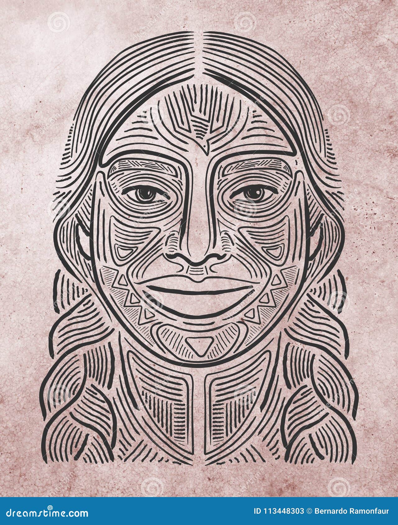 Indigenous Woman Hand Drawn Illustration Stock Illustration ...