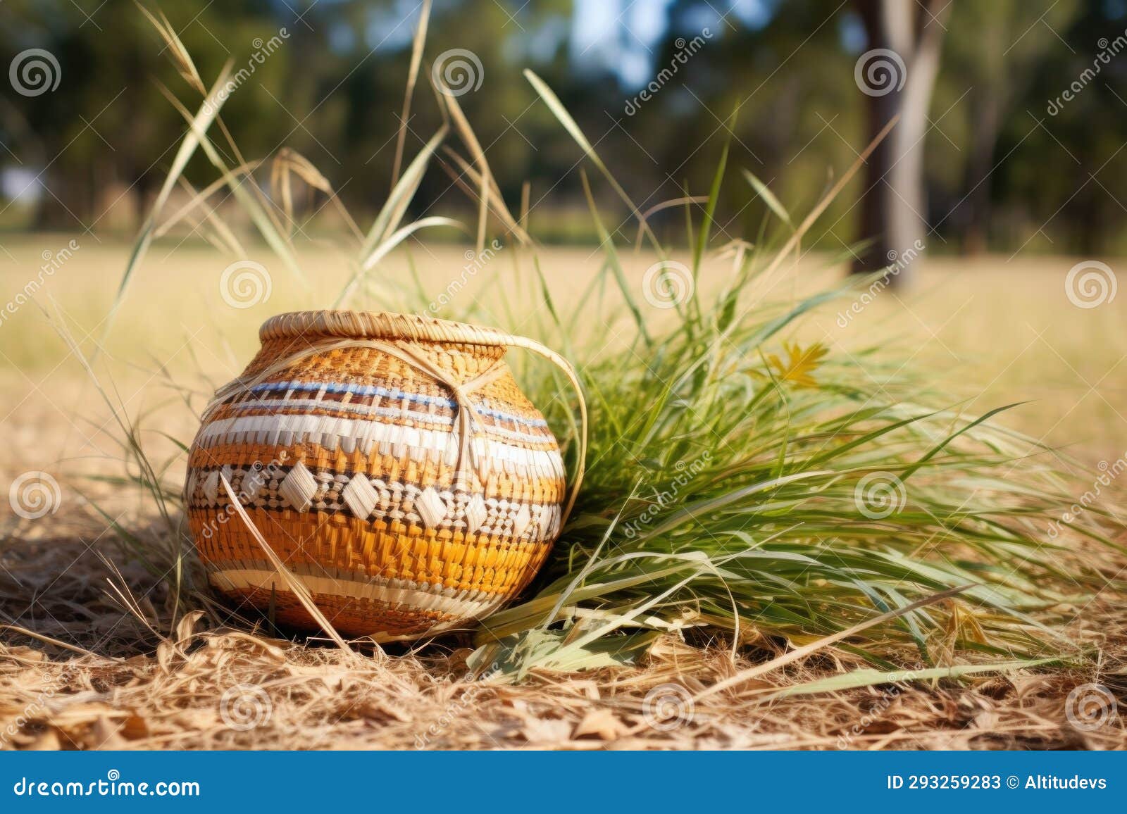 Indigenous Woven Basket on Grass Stock Image - Image of weaving ...