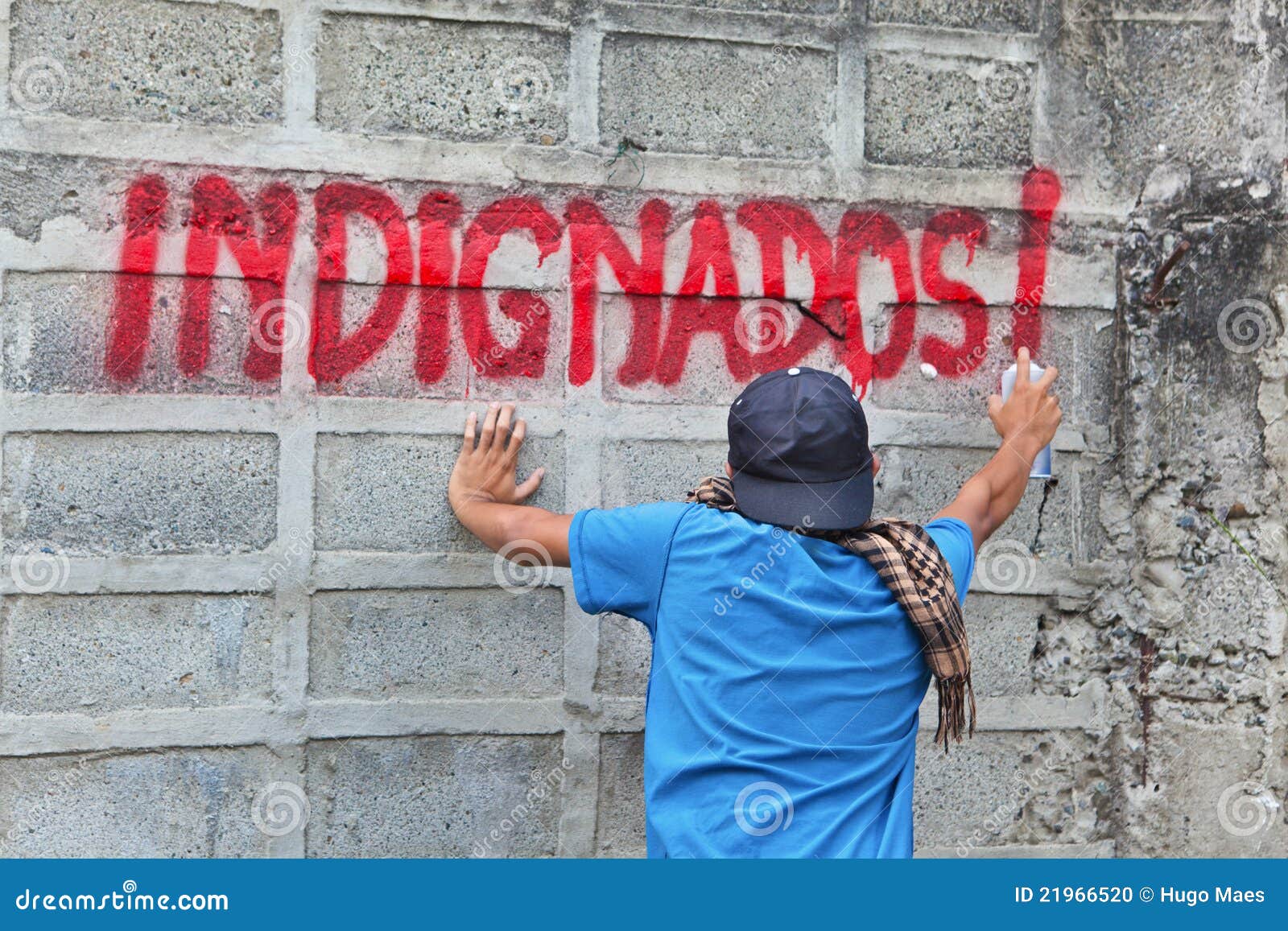 Indignados Protester Graffiti Stock Photo - Image of slogan, street ...