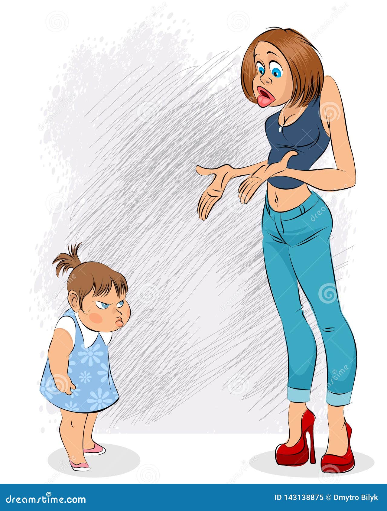 Indignation of Mother and Daughter Stock Vector - Illustration of ...