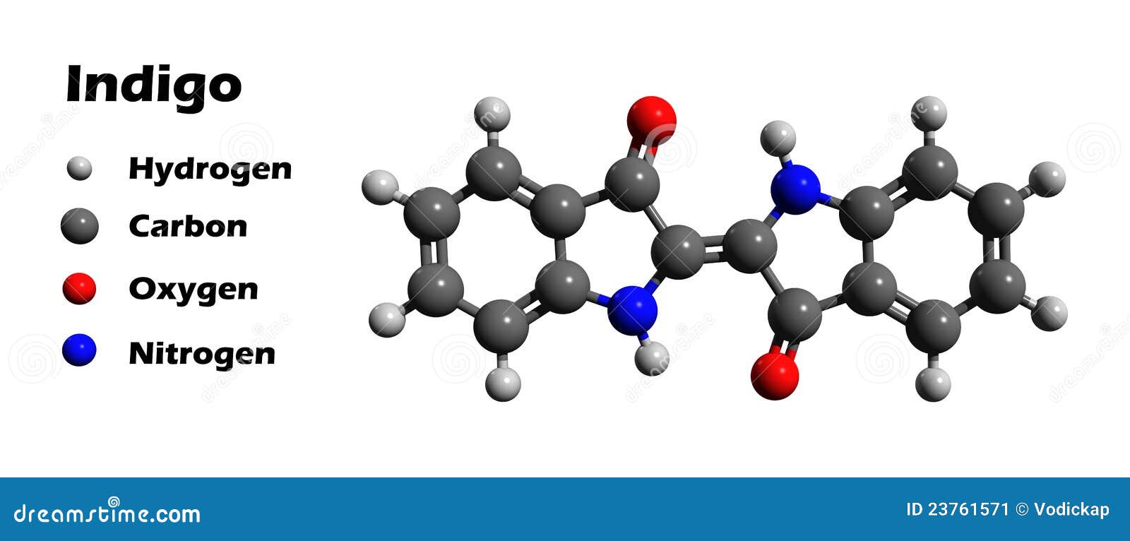 Indigo 3D structure stock illustration. Illustration of oxygen - 23761571
