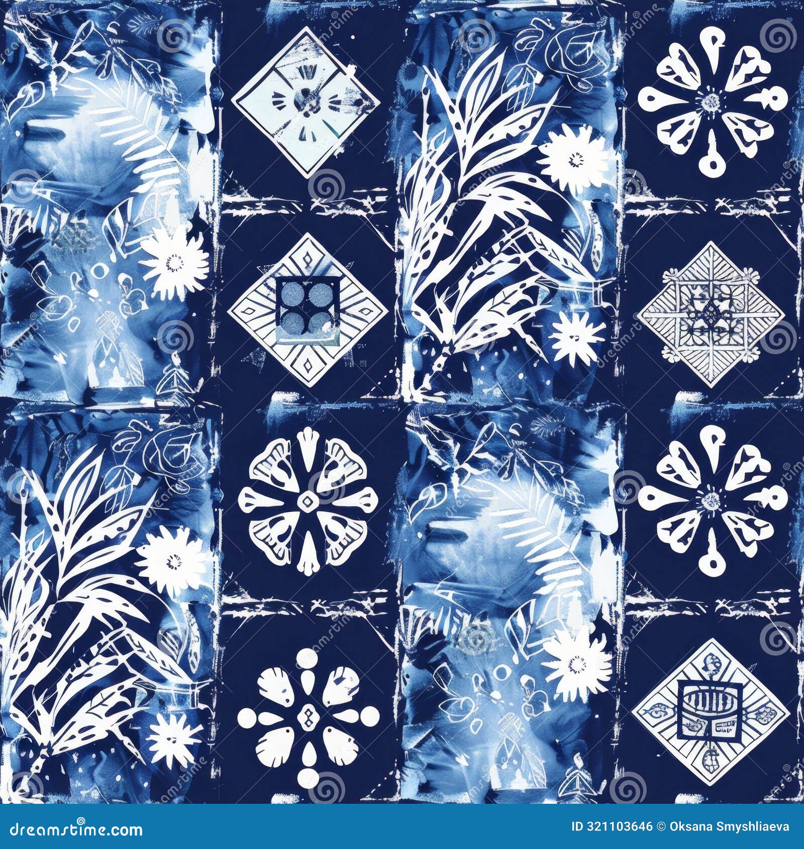 Indigo Batik Patterns with Traditional Motifs and Textures Stock Photo ...