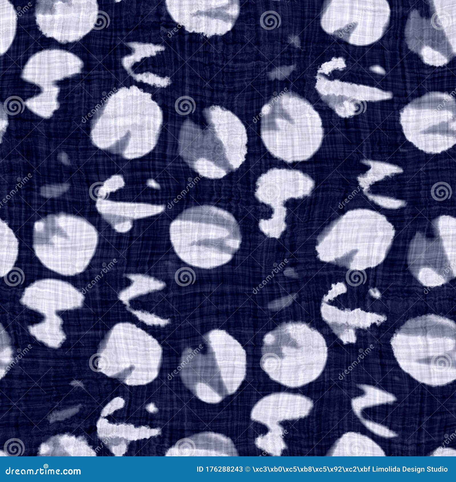 Indigo Blue Batik Dyed Effect Dotty Texture Background. Seamless ...