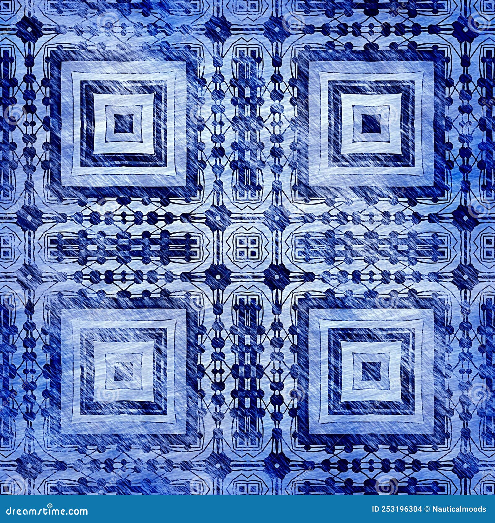 Indigo Blue Grunge Wash Linen Print Pattern. Modern Rustic Nantucket ...