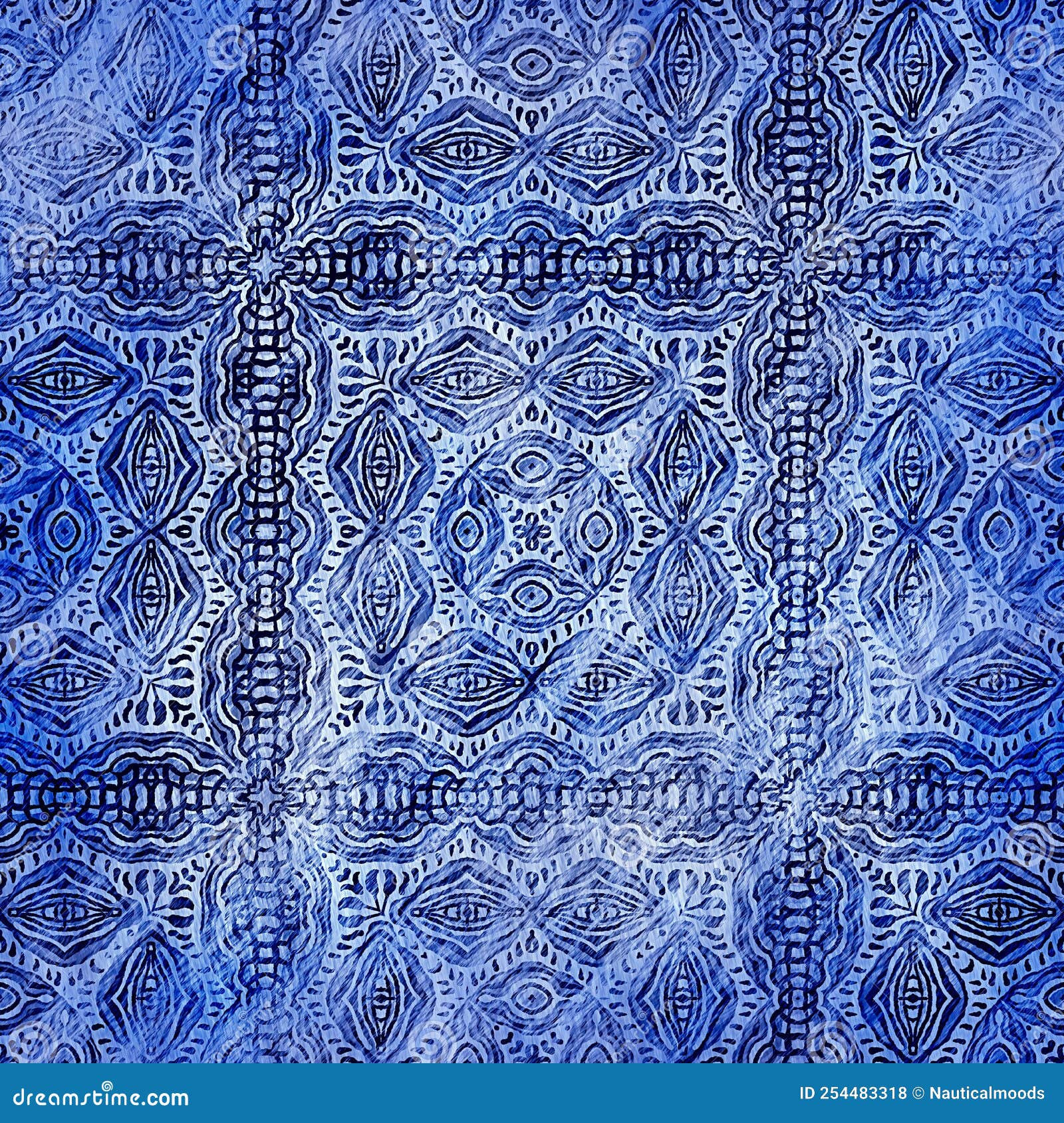 Indigo Blue Grunge Wash Linen Print Pattern. Modern Rustic Nantucket ...