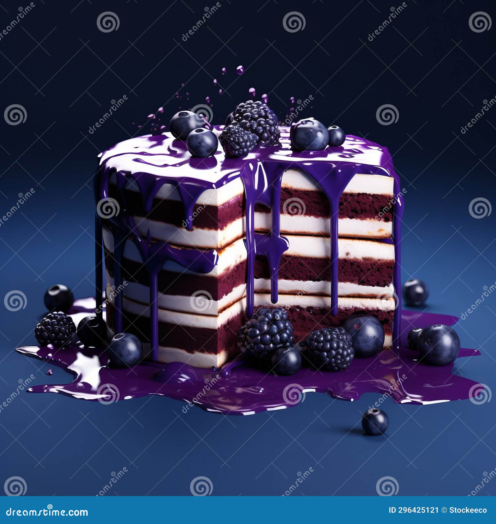 Indigo Cake: a Hyper-realistic 3d Render with Black Berries and ...