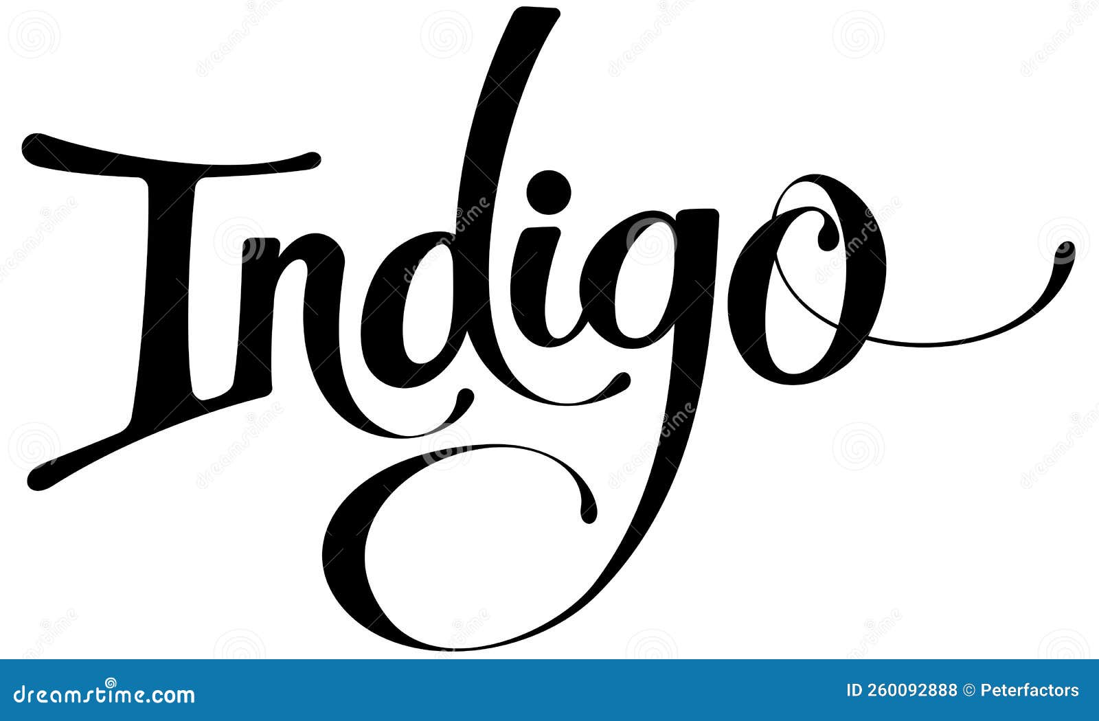 Indigo - Custom Calligraphy Text Stock Vector - Illustration of blue ...