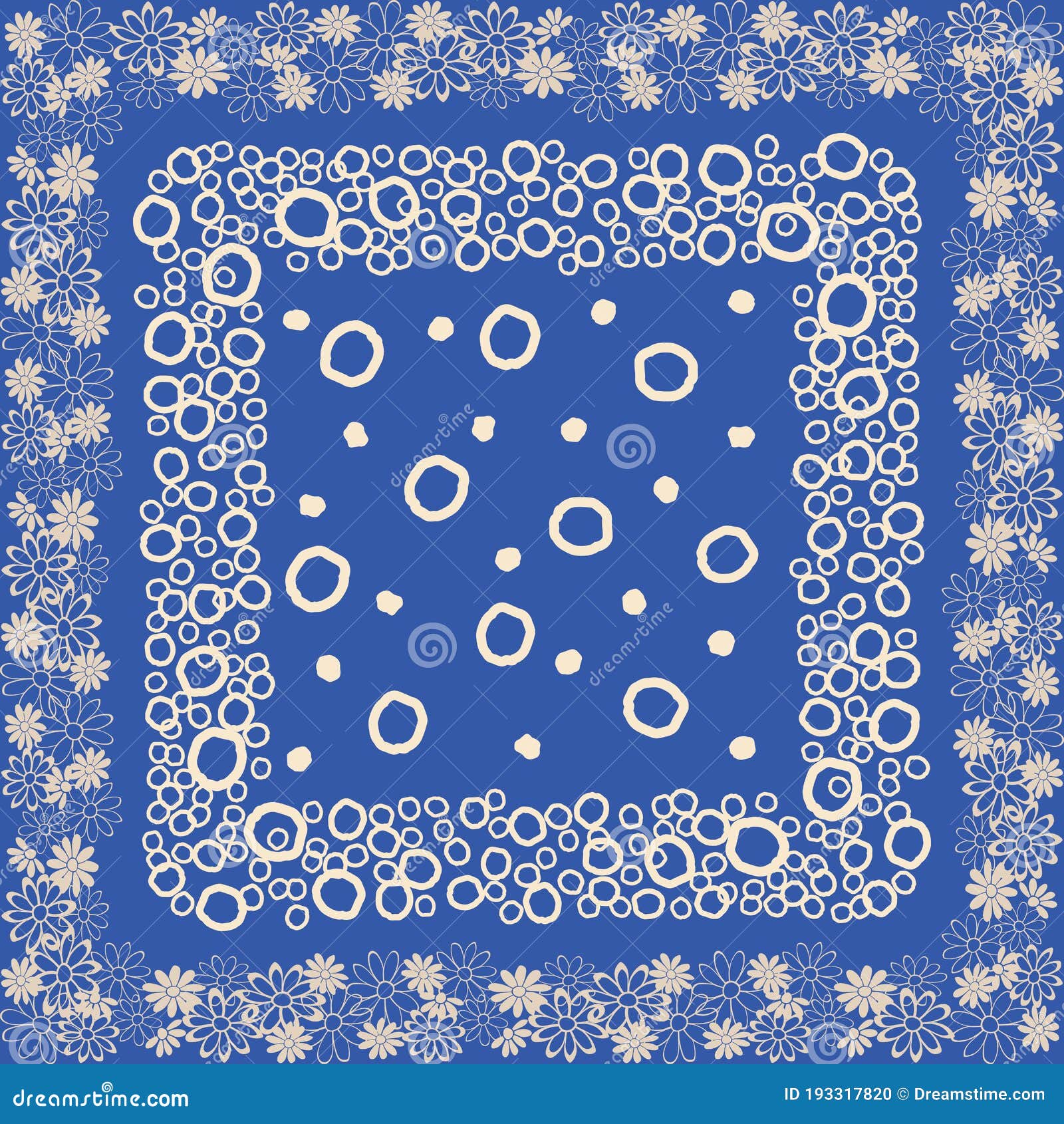 Indigo Floral Scarf Vector Design Stock Illustration - Illustration of ...