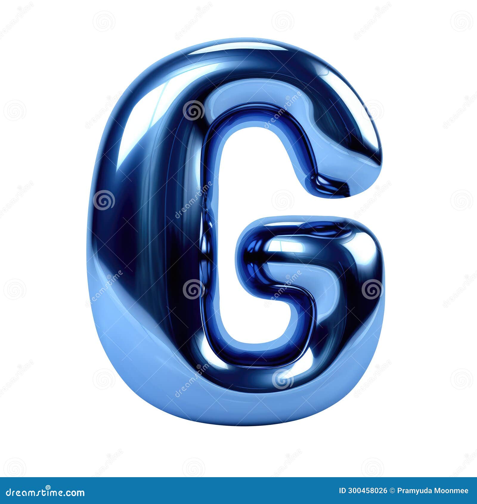 Indigo Metallic G Alphabet Balloon Realistic 3D on White Background ...