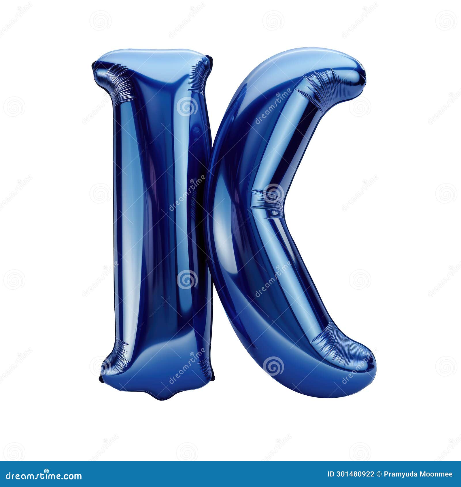 Indigo Metallic K Alphabet Balloon Realistic 3D on White Background ...