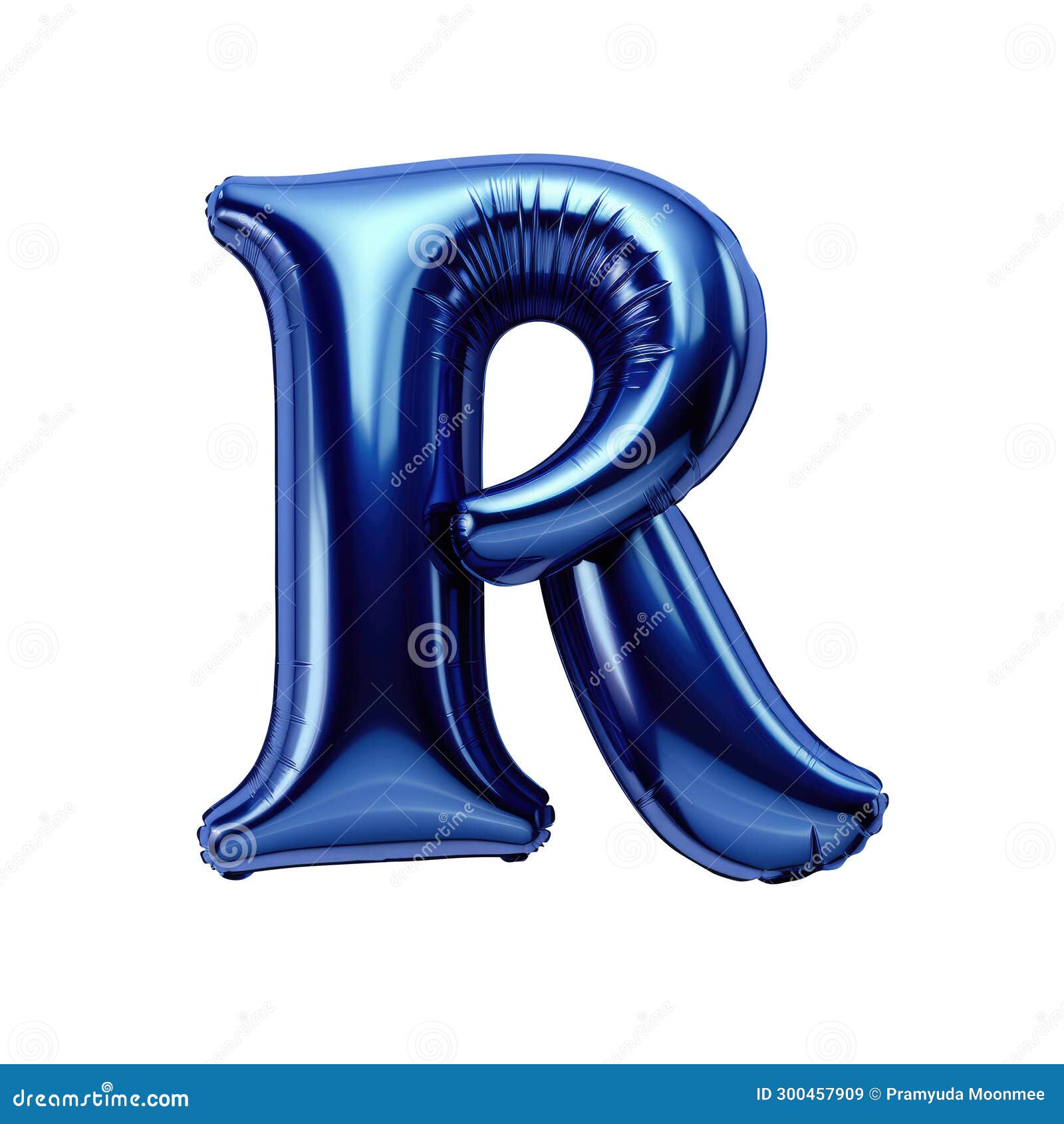 Indigo Metallic R Alphabet Balloon Realistic 3D on White Background ...