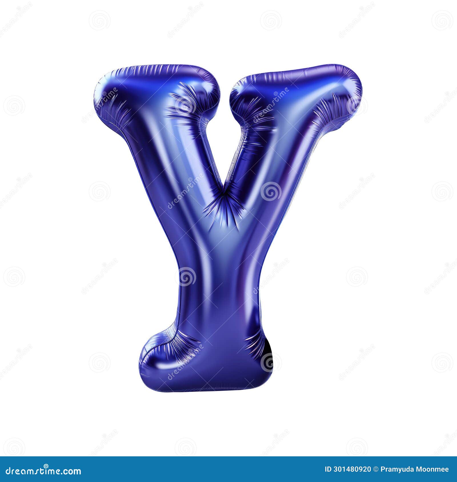 Indigo Metallic Y Alphabet Balloon Realistic 3D on White Background ...