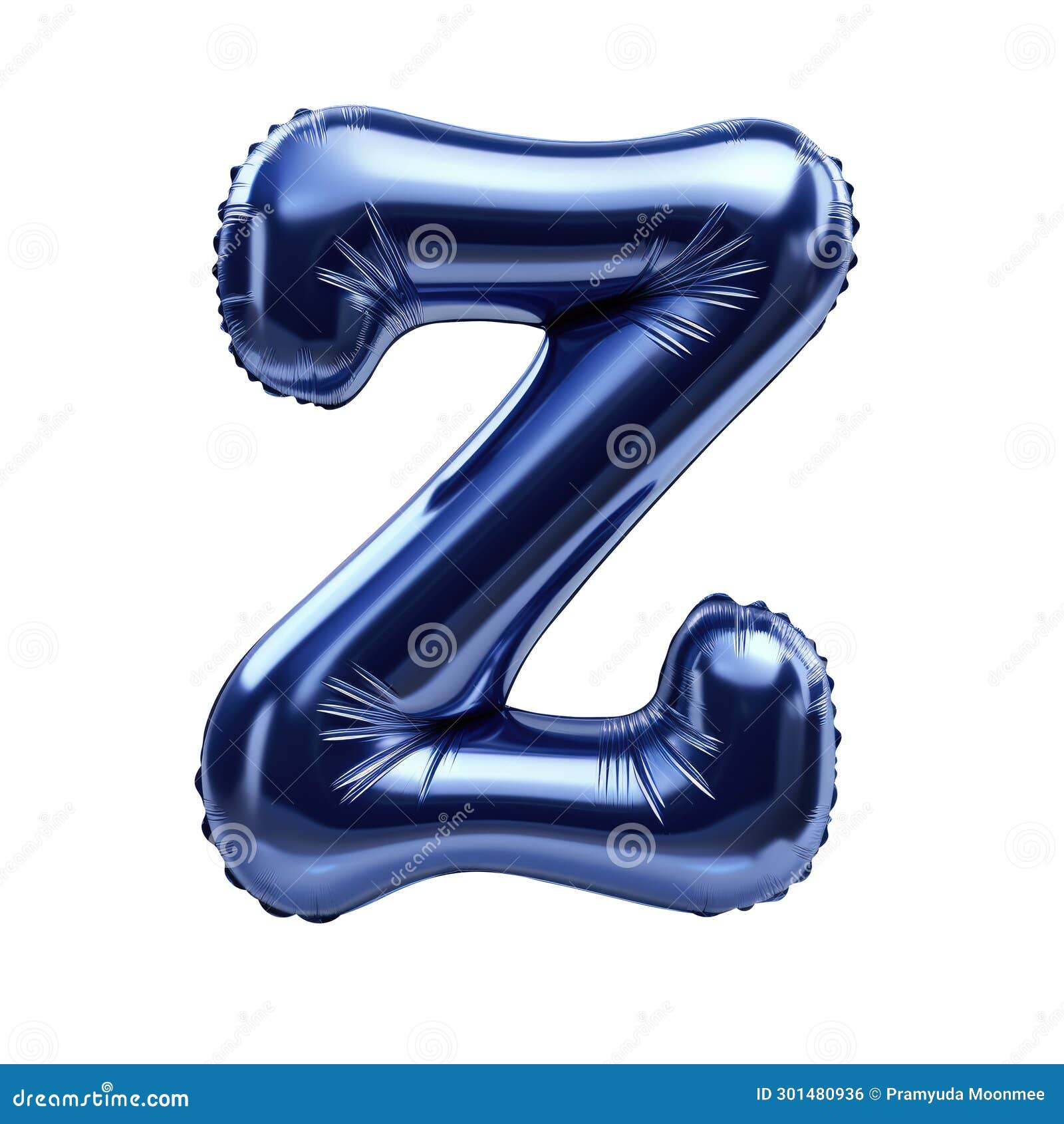 Indigo Metallic Z Alphabet Balloon Realistic 3D on White Background ...