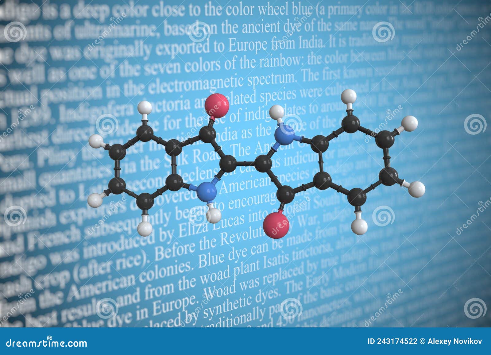 Indigo Scientific Molecular Model, 3D Rendering Stock Illustration ...