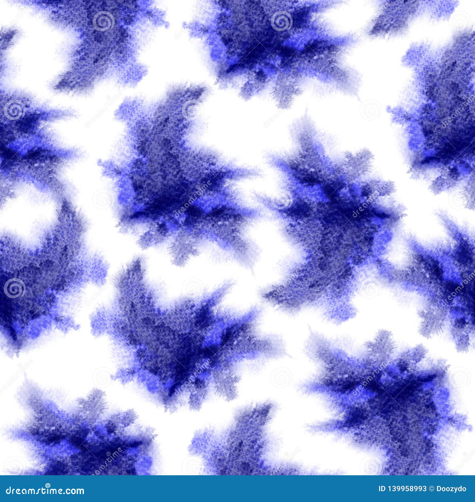 Indigo Splashes Pattern. Watercolor Abstract Seamless Pattern ...