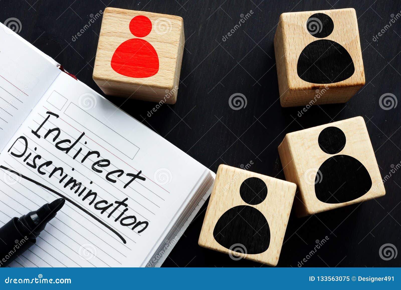 Indirect Discrimination Written in the Note Pad and Cubes Stock Image ...