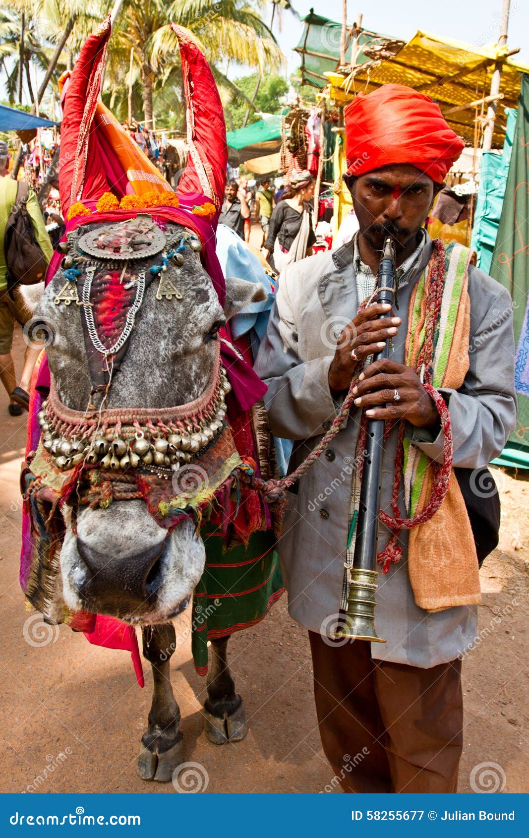 Indische Mens Met Fluit En Ezel Redactionele Fotografie - Image of ...