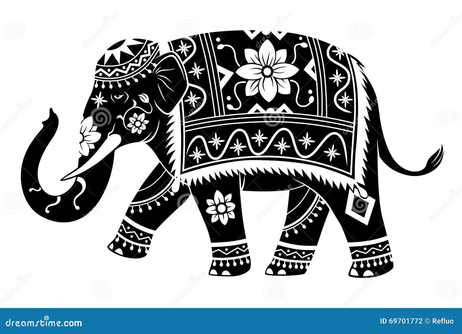 Indische olifant vector illustratie. Illustration of decor - 69701772