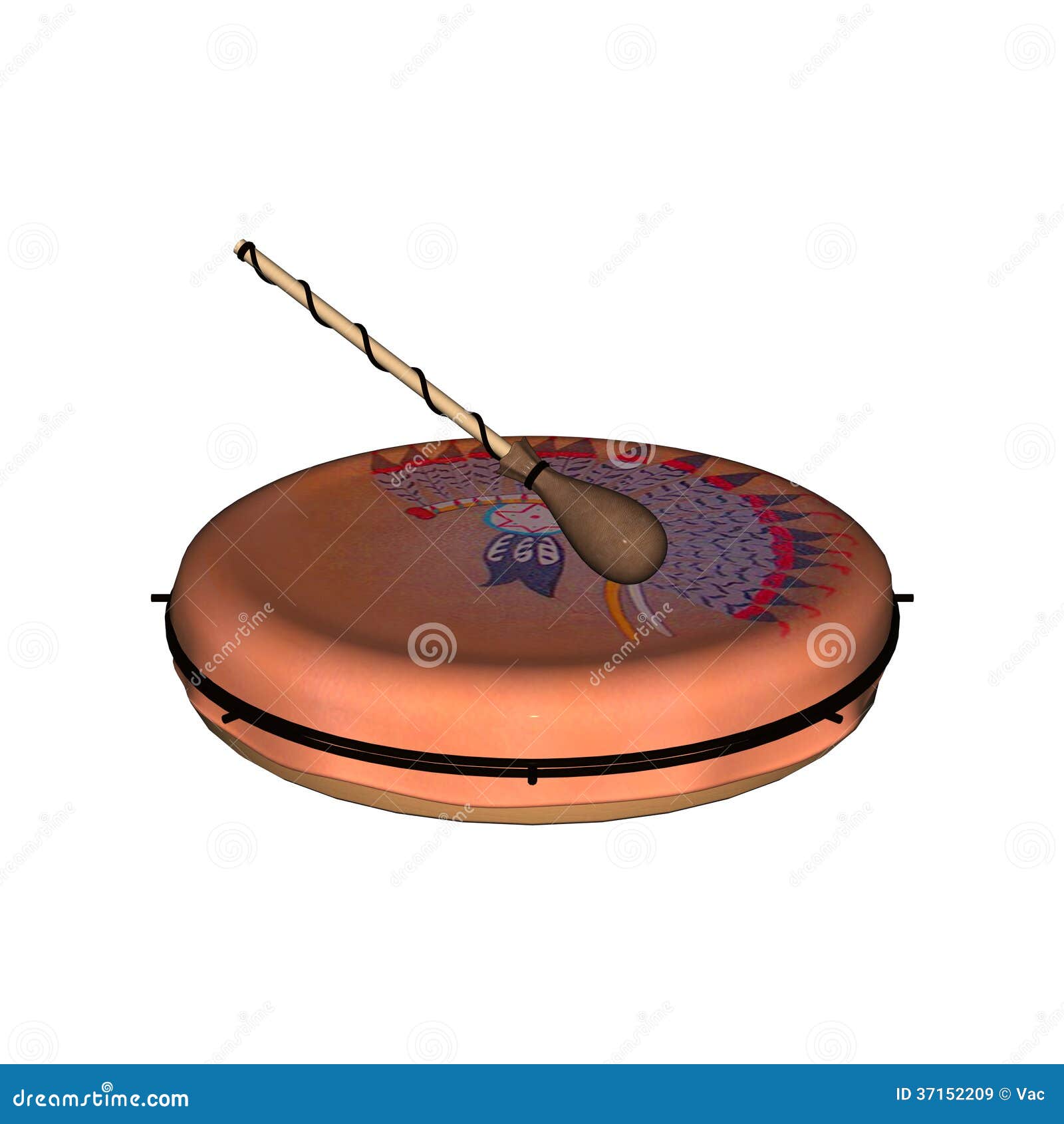 Indische Trommel en Stok stock illustratie. Illustration of bruin ...