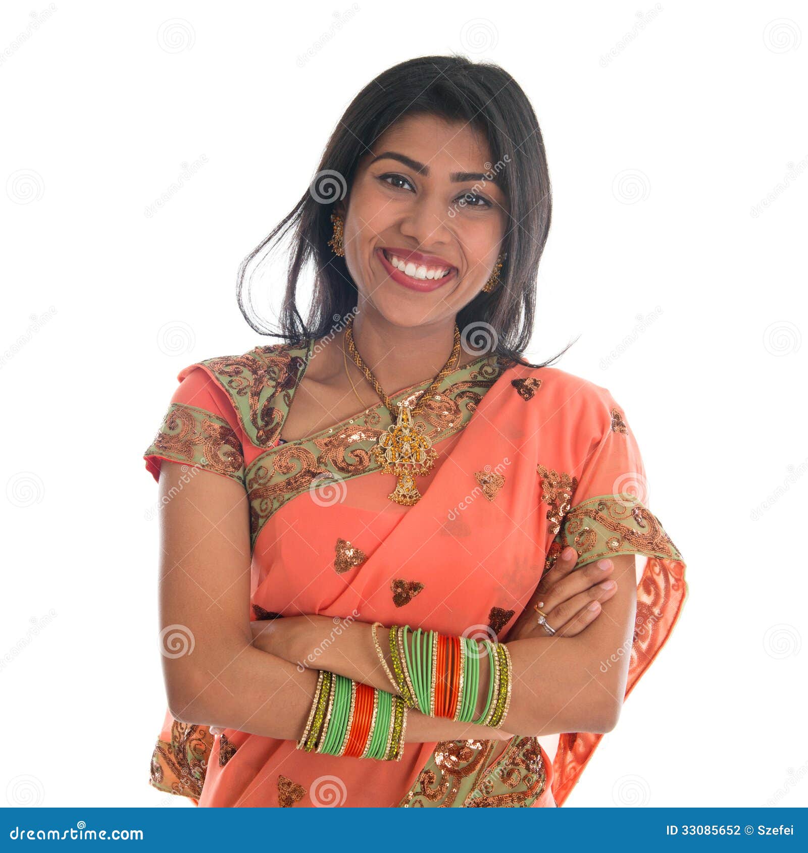 Indische Vrouw in De Kleding Van Sari Stock Foto - Image of gelukkig ...