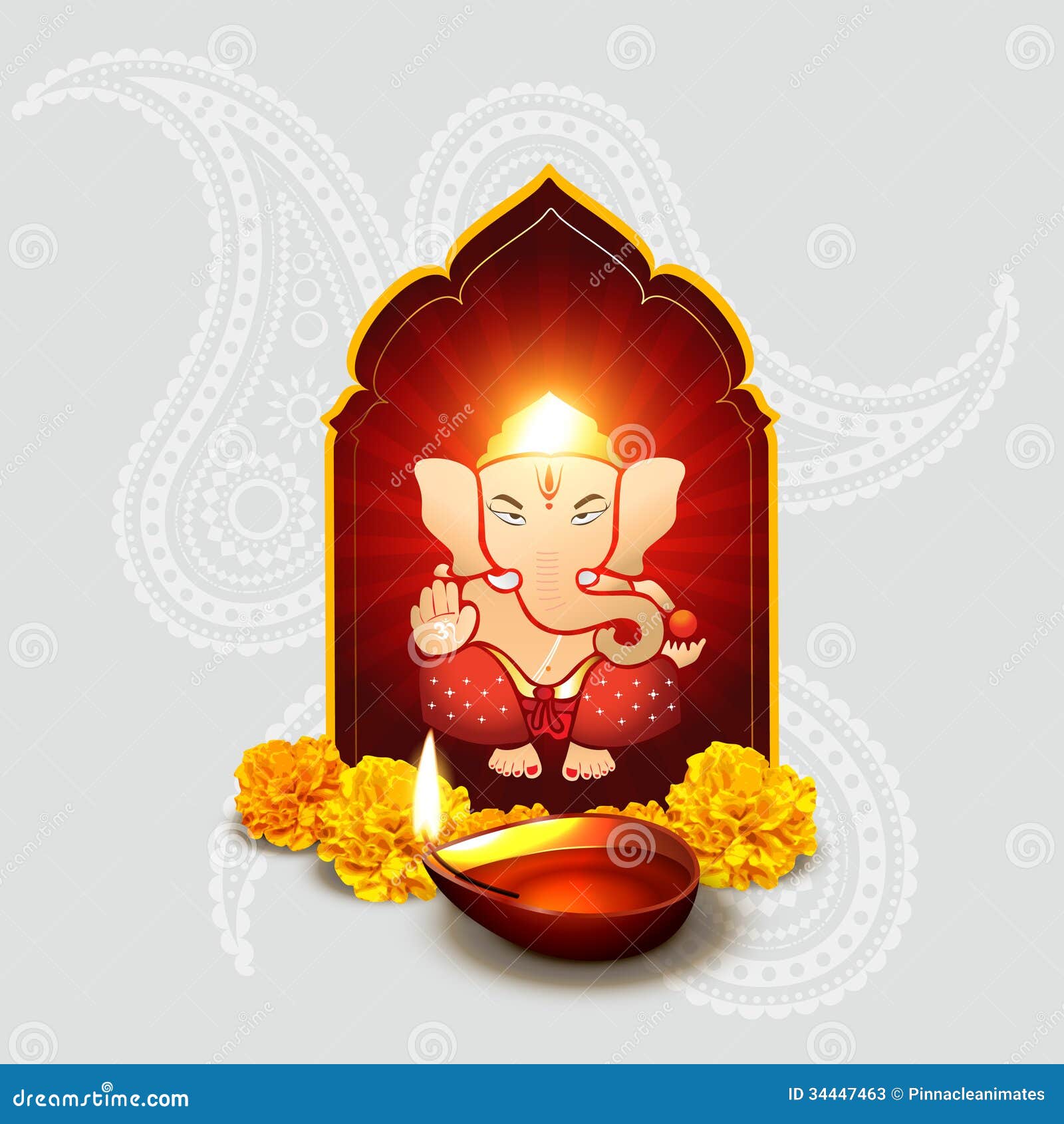 Indischer Gott Mit Diwali Diya Vektor Abbildung - Illustration von hell ...