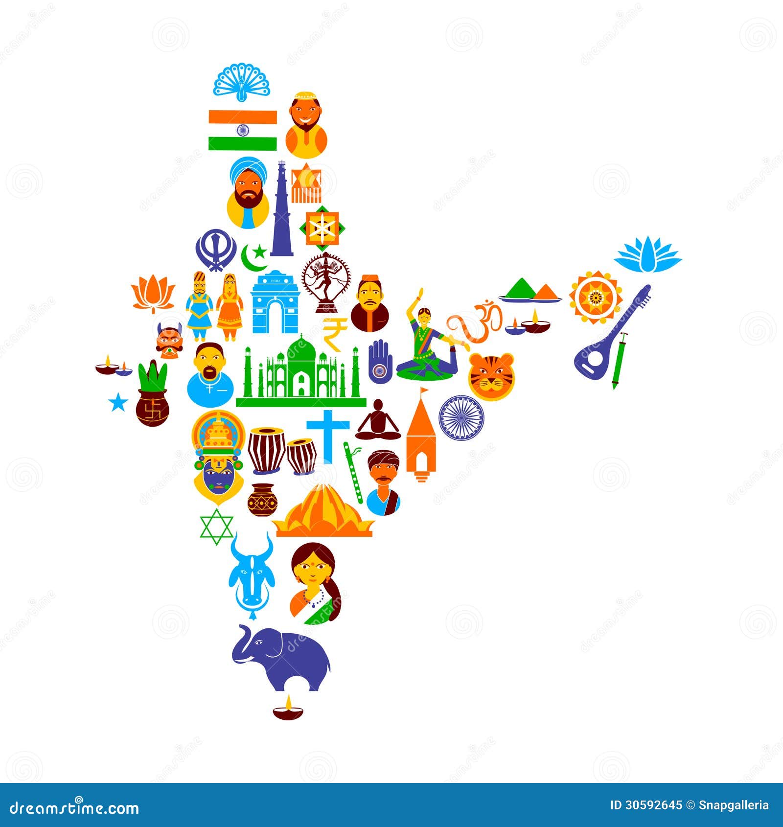 Indisk kultur vektor illustrationer. Illustration av indien - 30592645