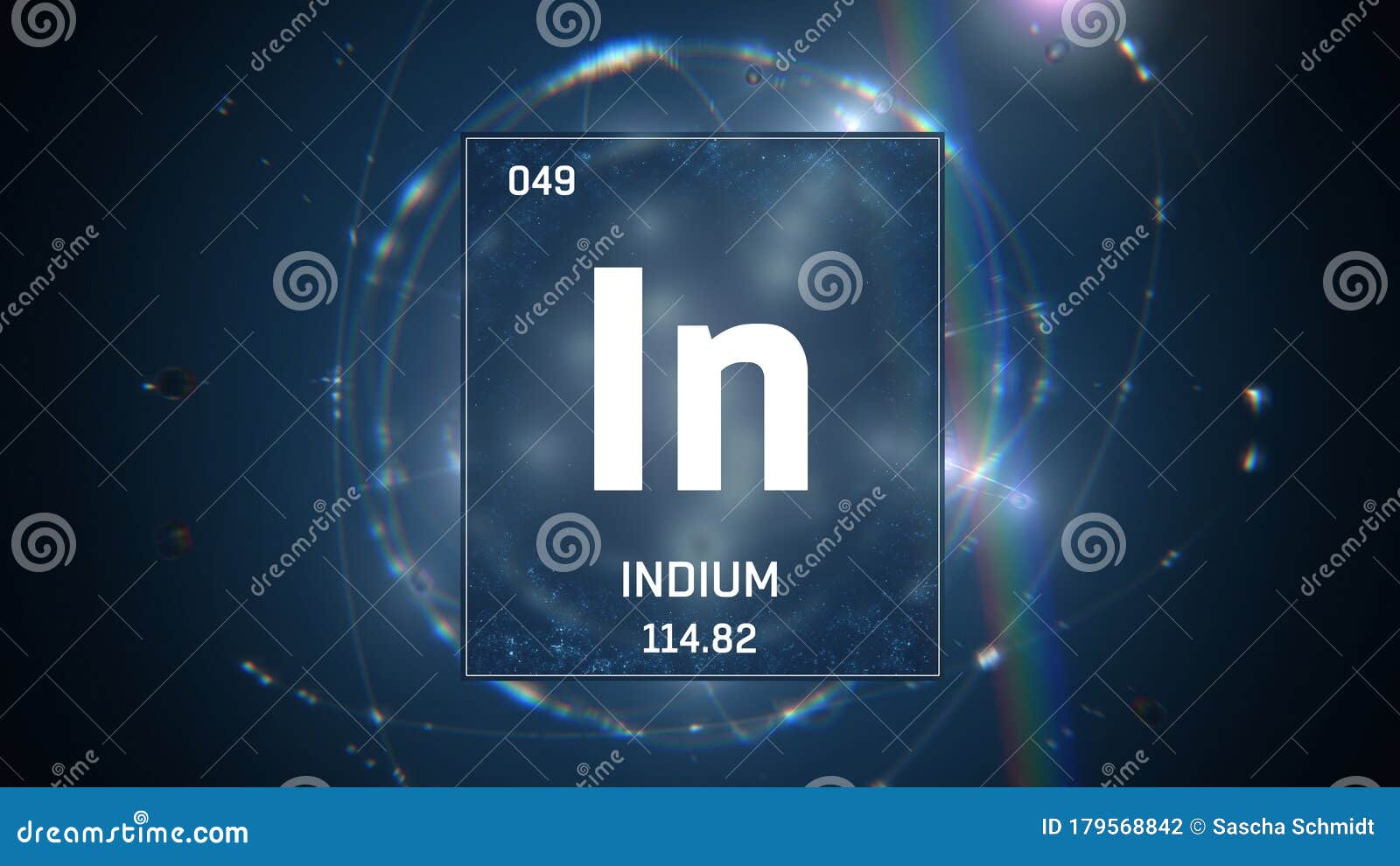 Indium As Element 49 of the Periodic Table 3D Illustration on Blue ...