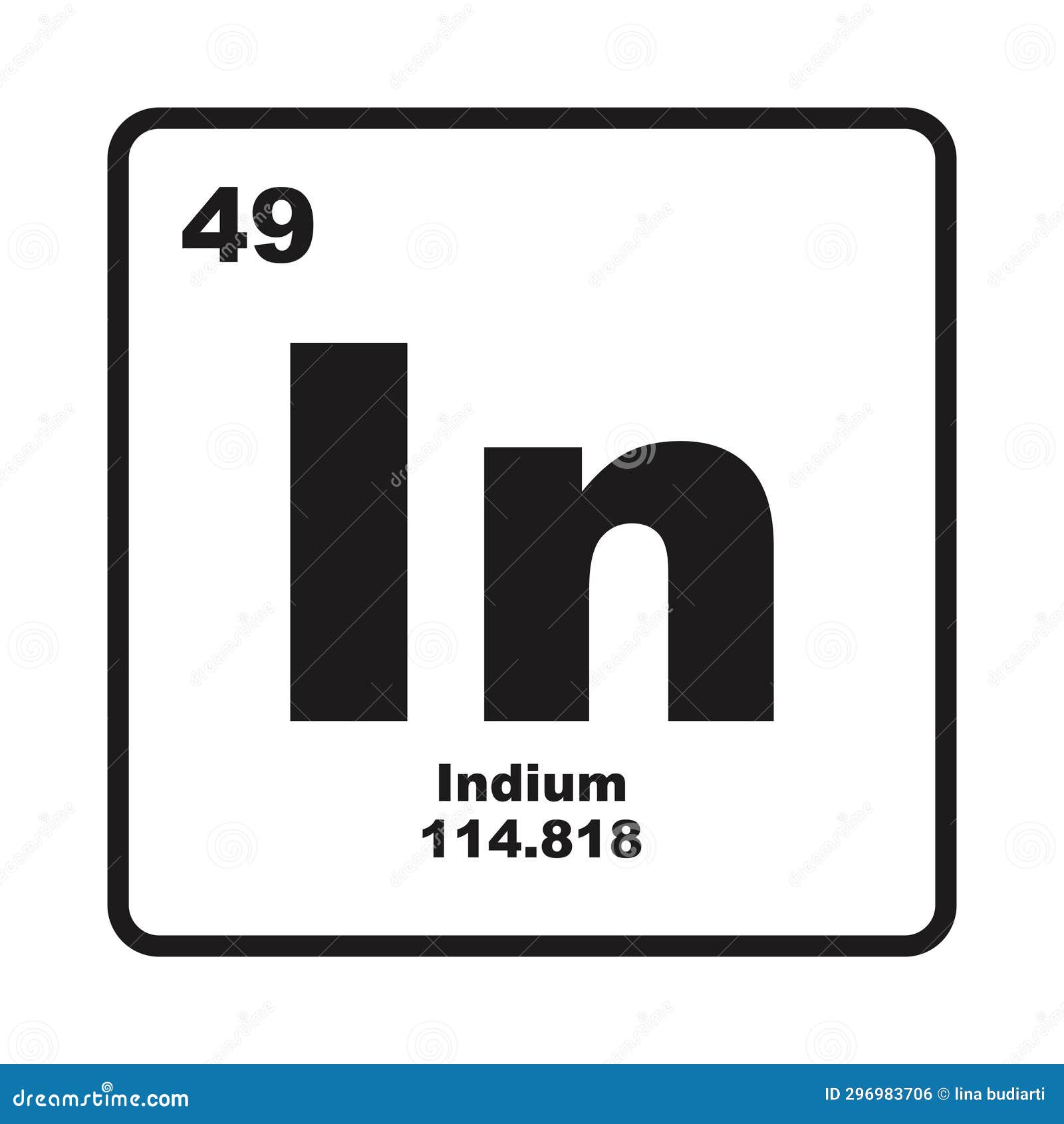 Indium As Element 49 Of The Periodic Table 3D Illustration On Blue ...
