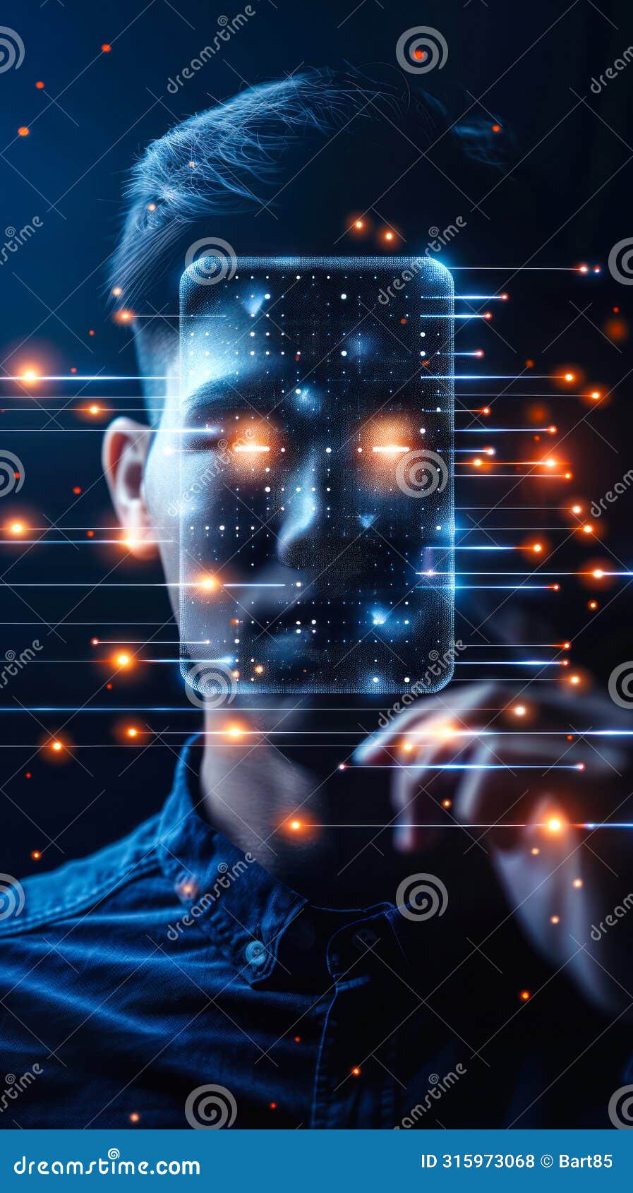 Individual Accessing Digital Identification System Virtual Profile Icon ...