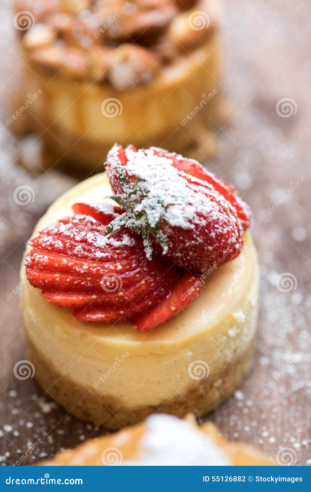 Individual Cheesecakes on Display Stock Photo - Image of creamy ...