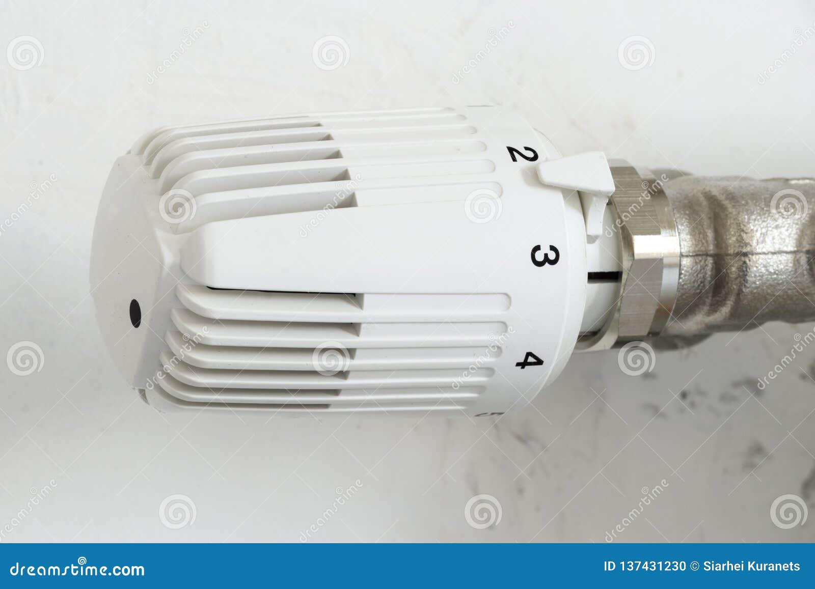 Individual , Close-up. Heating Radiator Temperature Controller ...