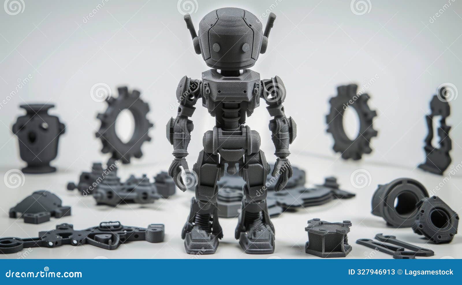 Individual 3D Printed Components of a Modern AI Robot Stock ...