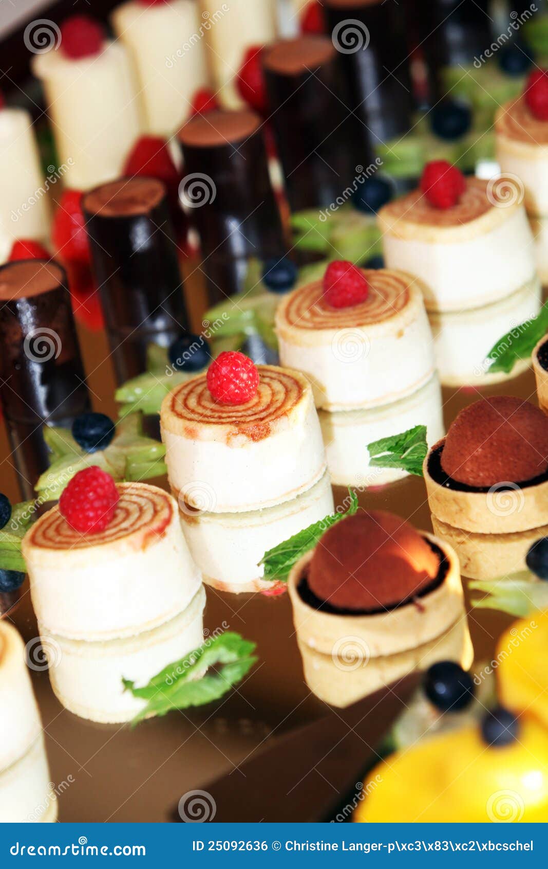 Individual Desserts on Mirrored Surface Stock Photo - Image of ...