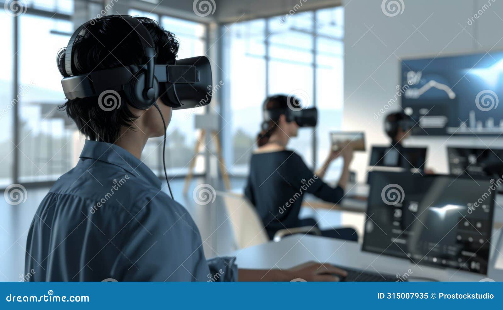 Virtual Reality Experience in a Modern Office Setting Stock Image ...