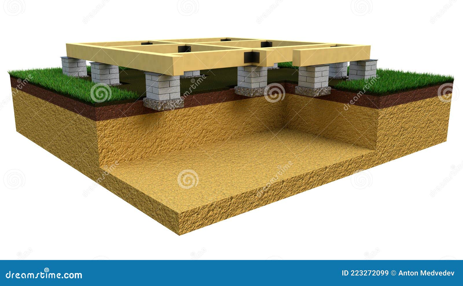 Individual Footing Basement - Isolated Computer Generated Industrial 3D ...