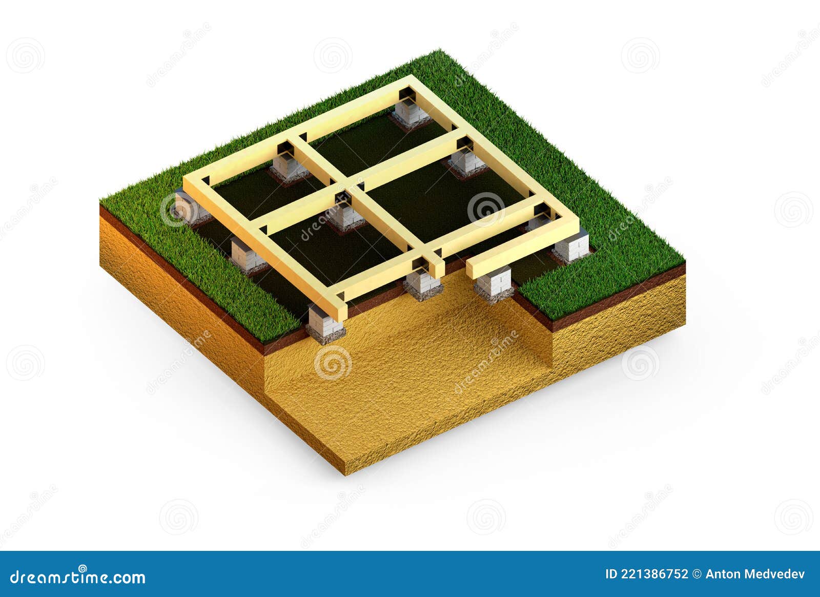 Individual Footing Foundation - Isolated Computer Generated Industrial ...