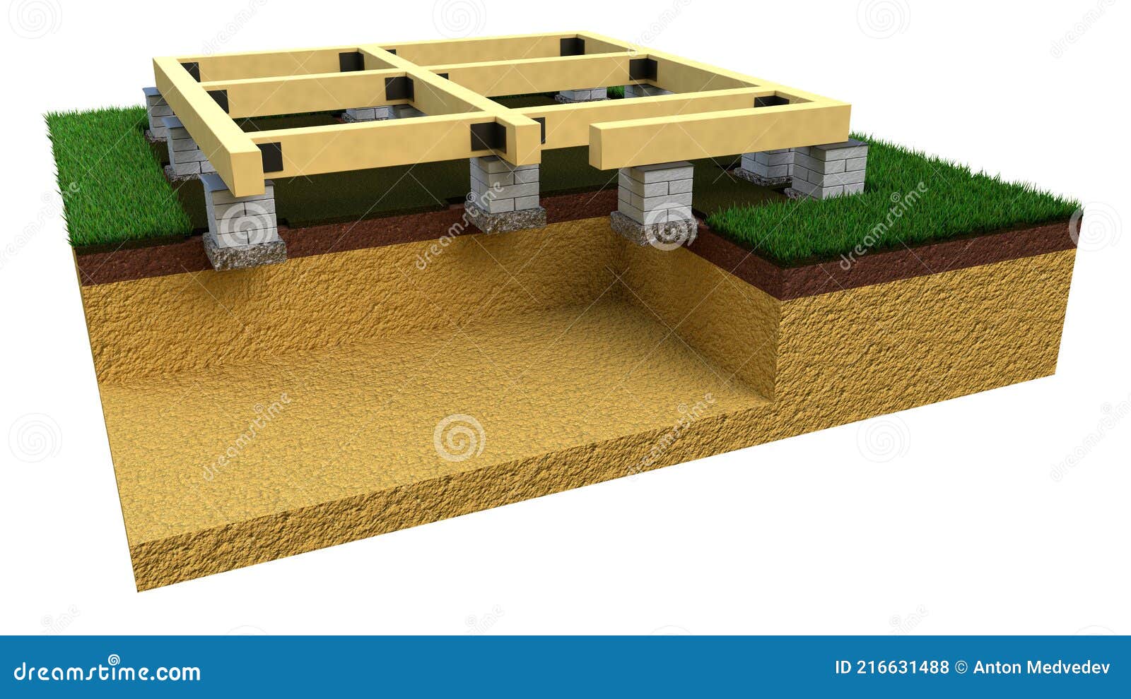 Individual Footing Foundation - Isolated Creative Industrial 3D ...