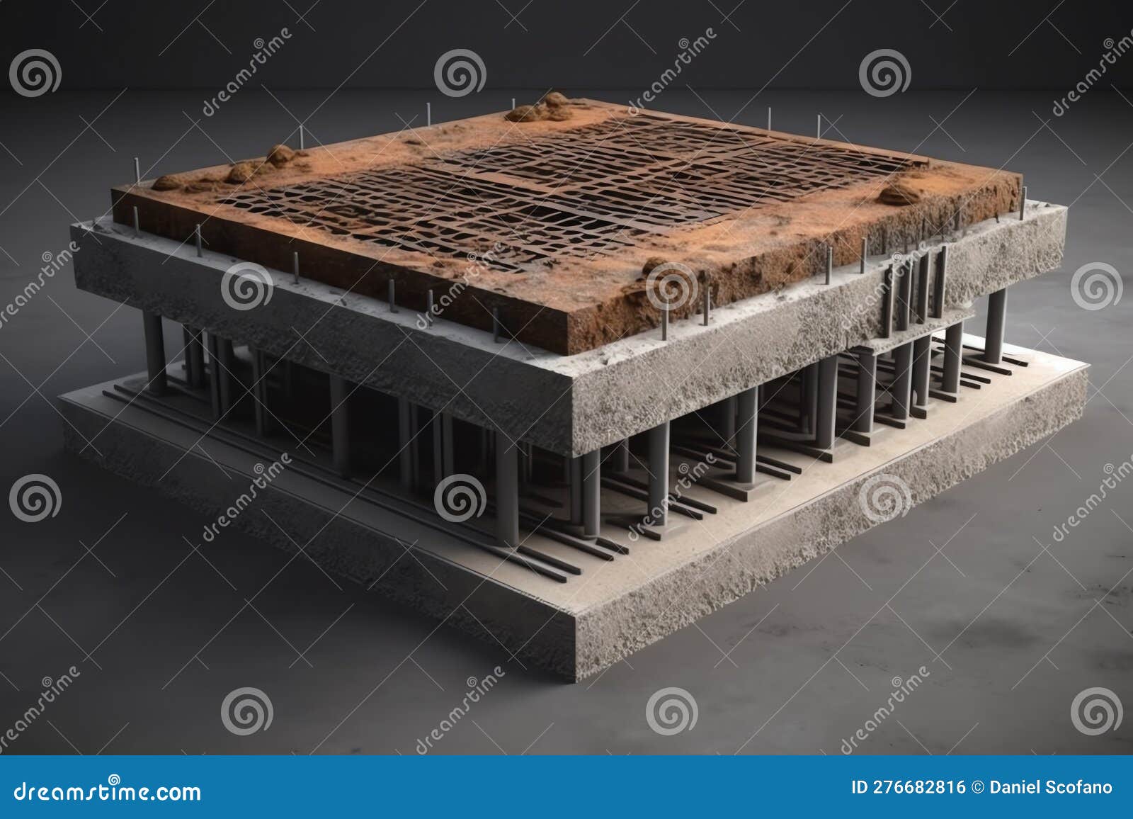 Individual Footing Foundation Isolated Creative Industrial 3d Rendering ...