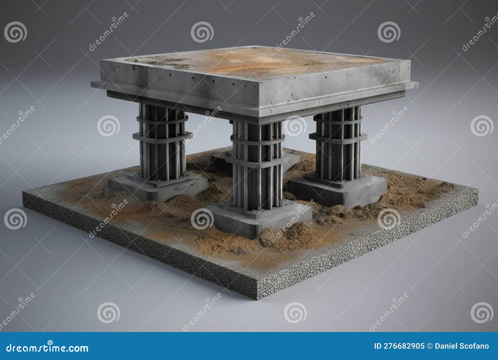 Individual Footing Foundation Isolated Creative Industrial 3d Rendering ...