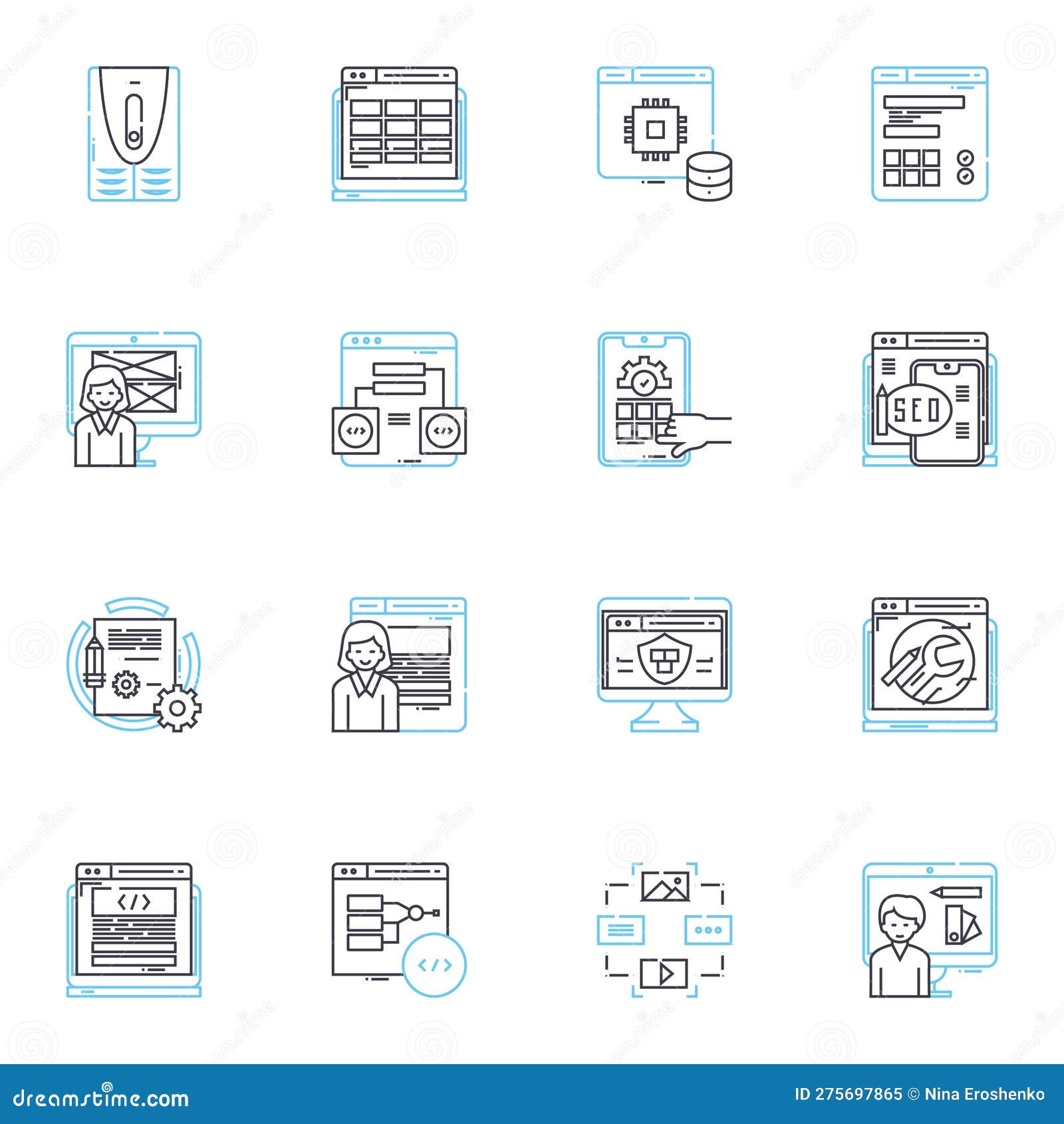 Individual Growth Linear Icons Set. Self-improvement, Personal ...