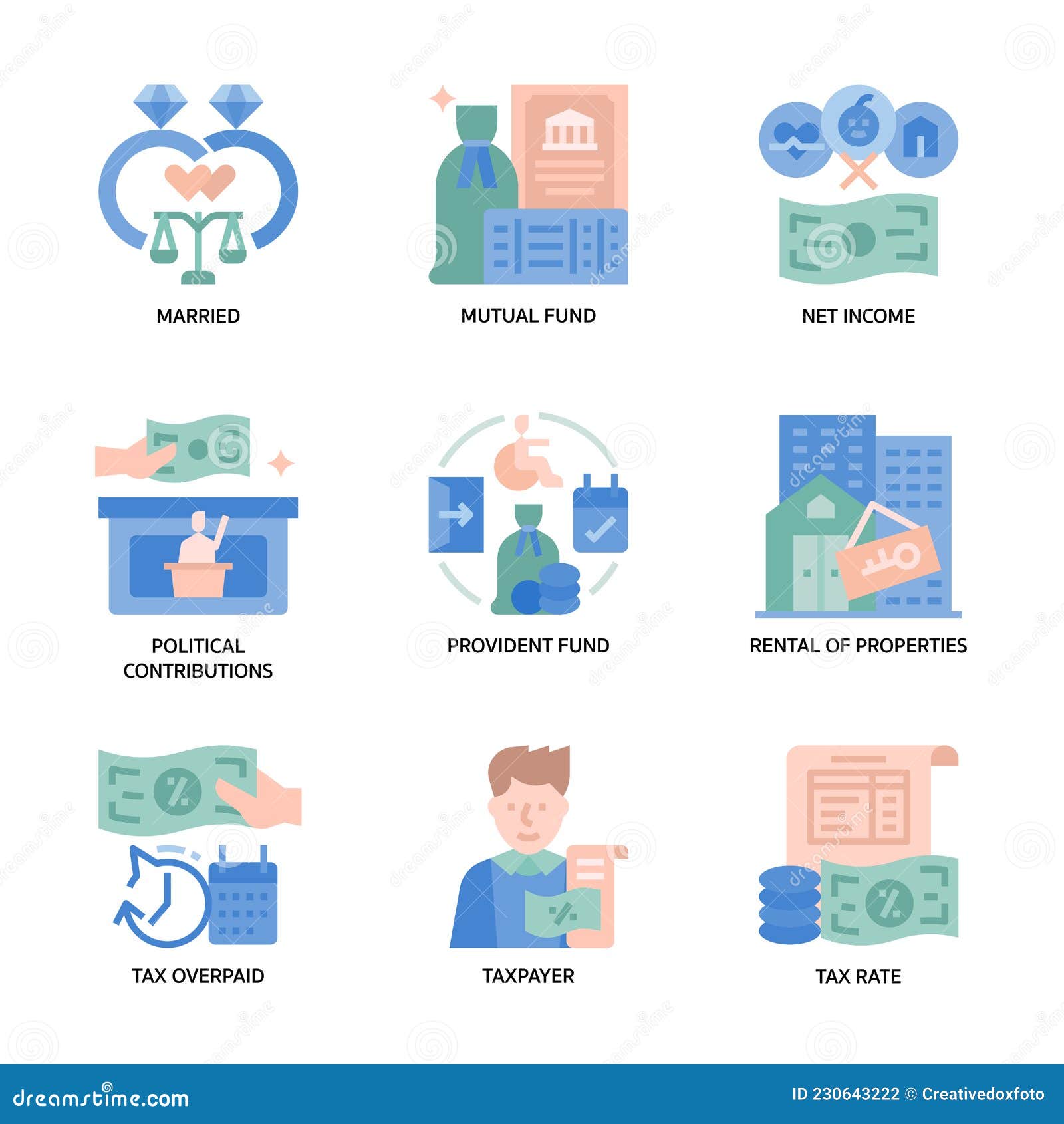 Individual Income Tax Icon Set Stock Vector - Illustration of political ...