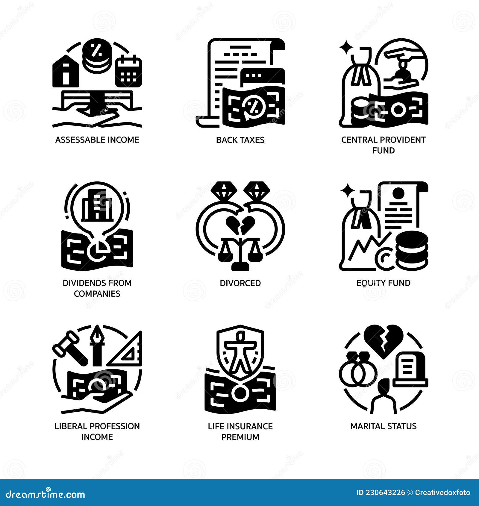 Individual Income Tax Icon Set Stock Vector - Illustration of taxes ...
