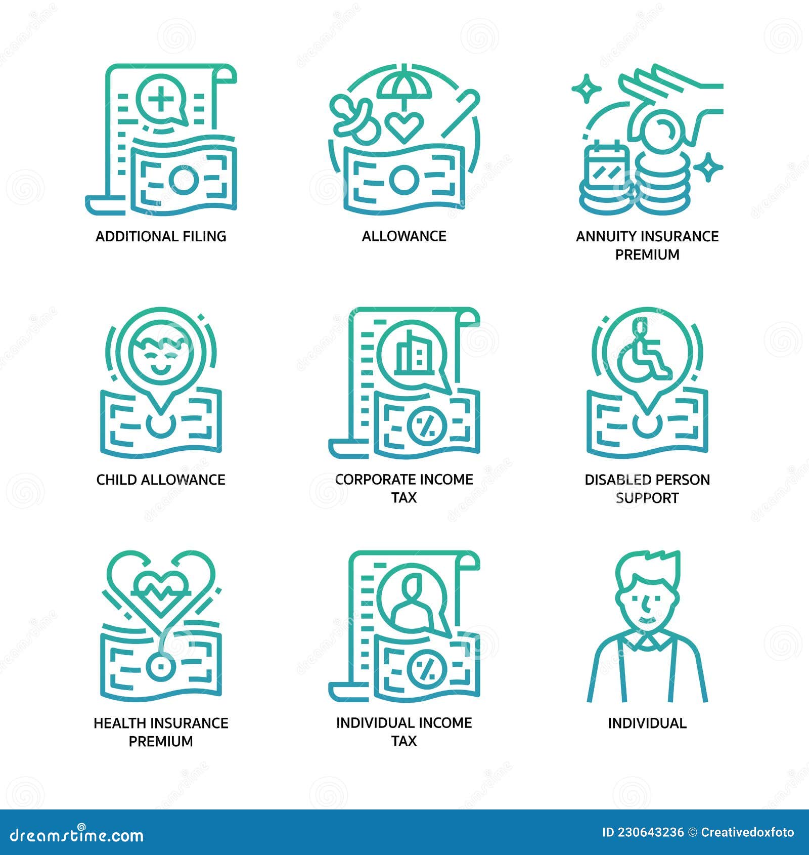 Individual Income Tax Icon Set Stock Vector - Illustration of corporate ...