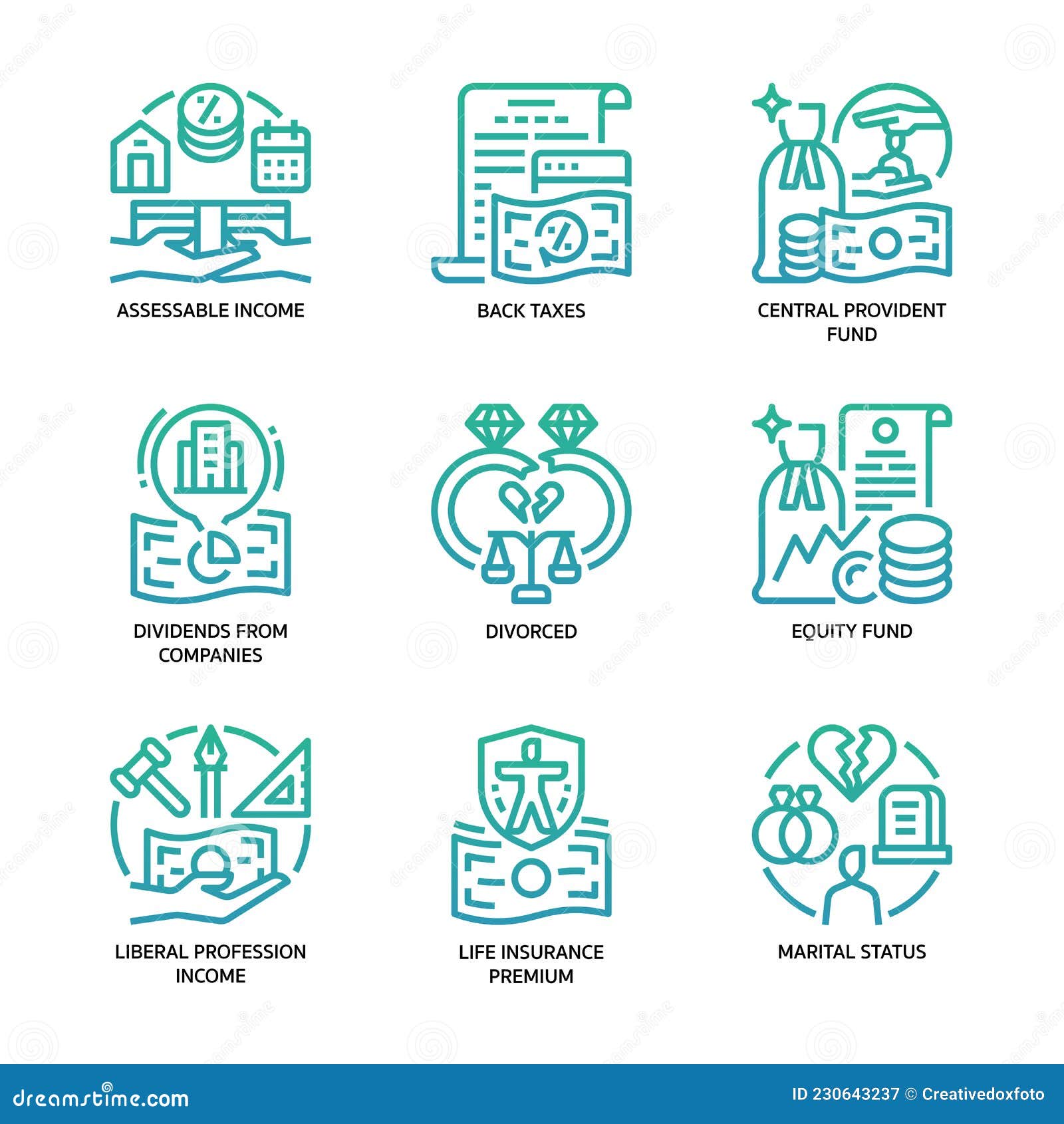 Individual Income Tax Icon Set Stock Vector - Illustration of personal ...