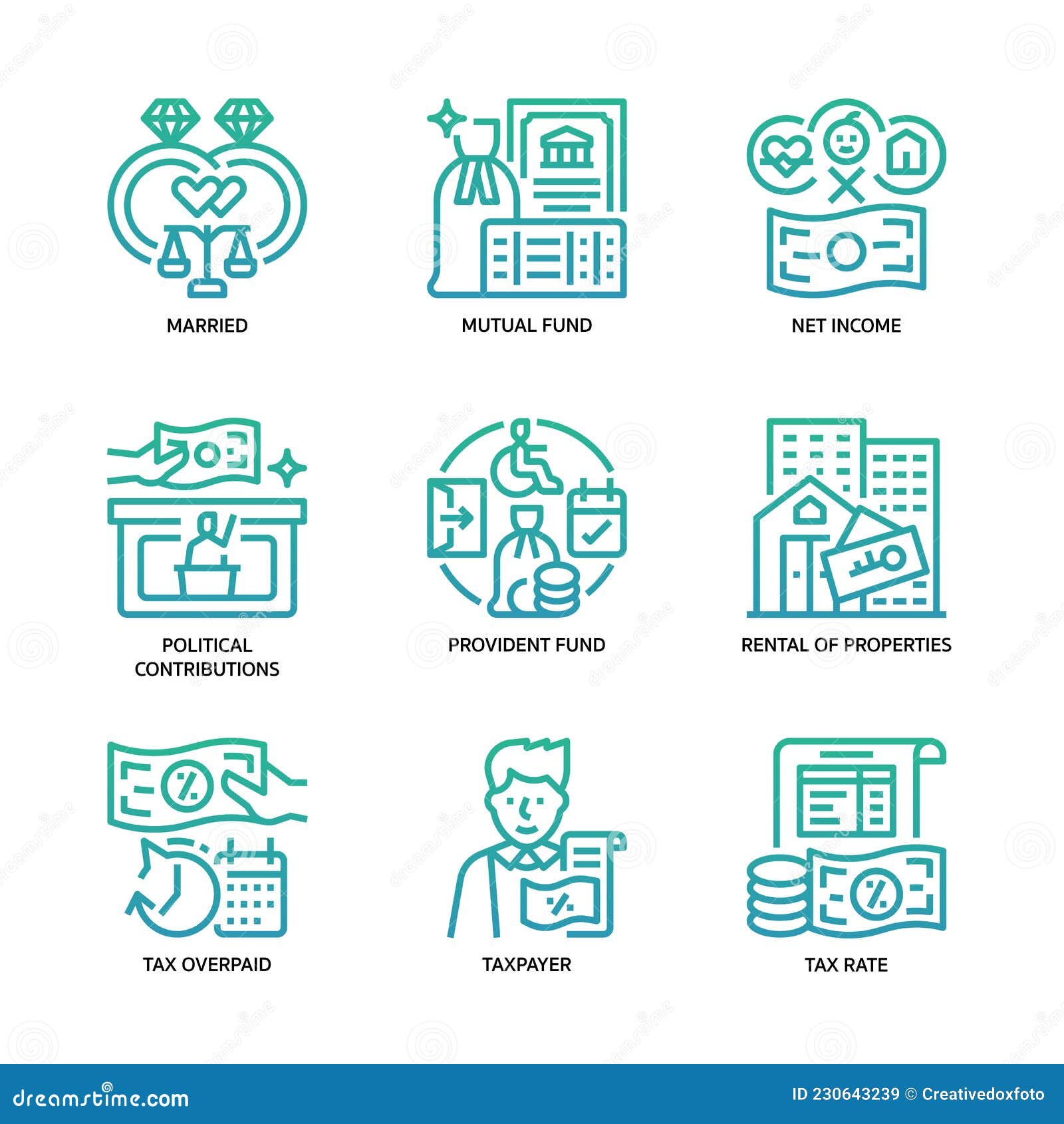 Individual Income Tax Icon Set Cartoon Vector | CartoonDealer.com ...