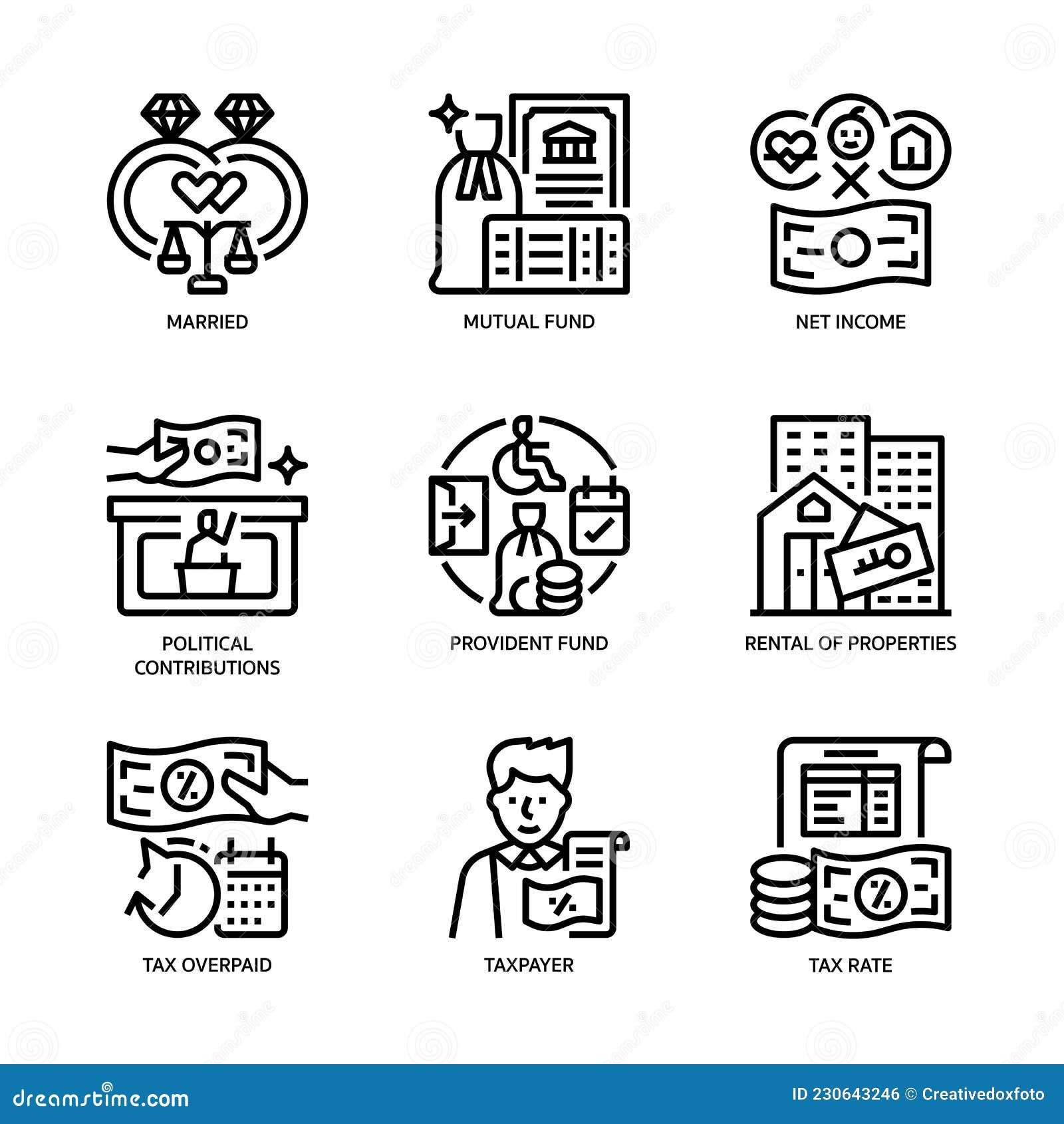 Individual Income Tax Icon Set Stock Vector - Illustration of ...