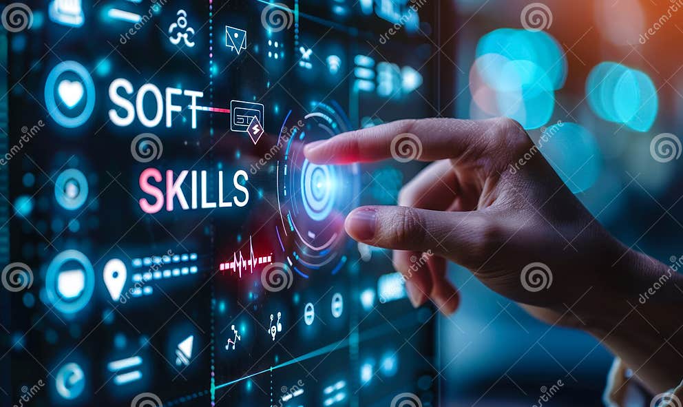 Individual Interacting with Virtual Interface Highlighting Soft Skills ...