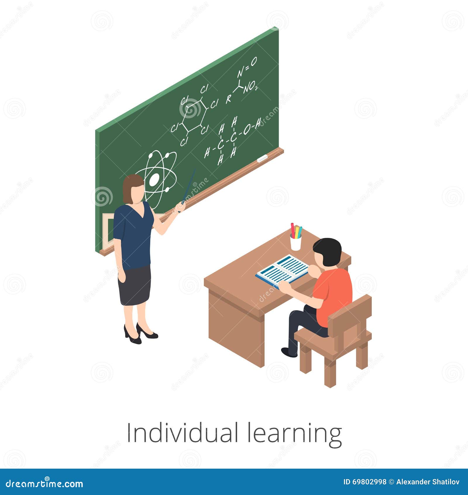 Individual Learning. 3d Isometric Illustration. Isolated On White ...