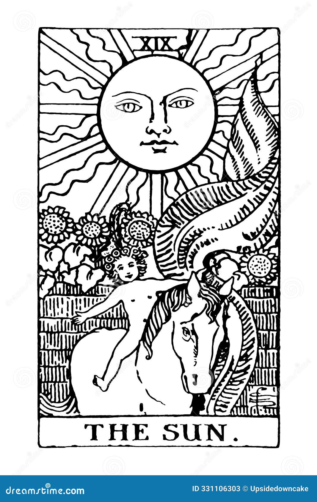 The Sun Major Arcana Tarot Card Stock Vector - Illustration of mystical ...